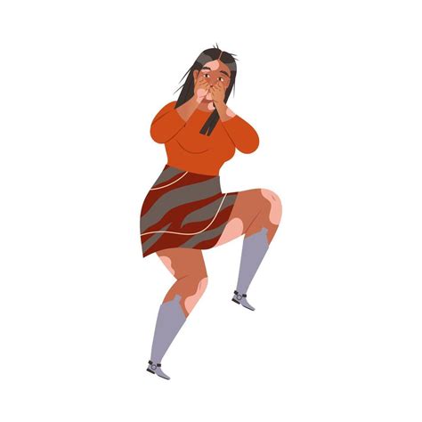 Woman Character Afraid Of Something Feeling Scared And Terrified