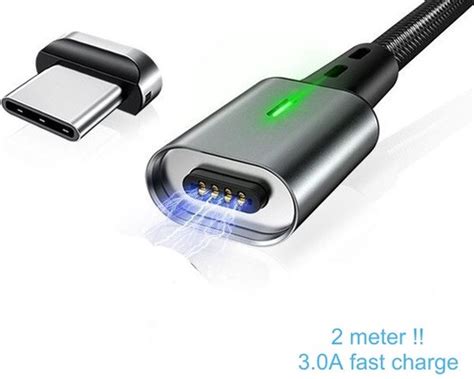 USB C Magnetische Oplaadkabel 2 Meter Voor Telefoons Met USB C Aansluiting Bol Com