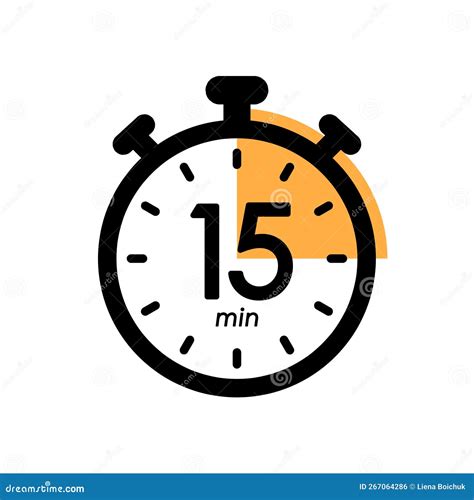 Fifteen Minutes Stopwatch Icon Timer Symbol Cooking Time Cosmetic Or