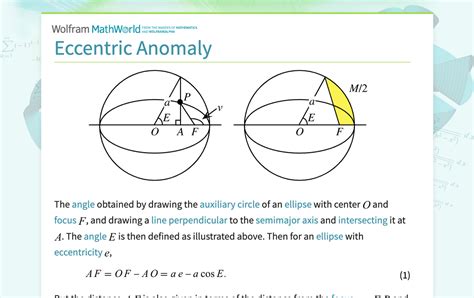 Eccentric Anomaly From Wolfram Mathworld