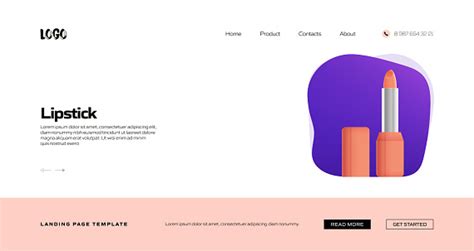 플랫 만화 스타일의 립스틱 콘셉트 컬러풀 벡터 일러스트레이션 미용 바디 케어 및 화장품 관련 현대 벡터 일러스트 사이트 방문