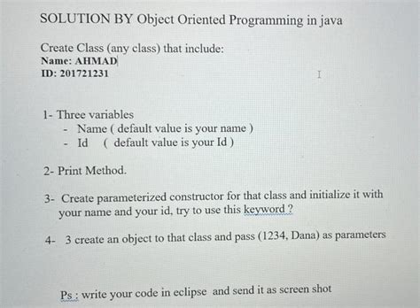 Solved Solution By Object Oriented Programming In Java