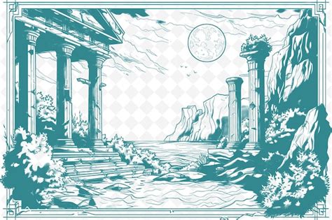 A Drawing Of A Building With A Moon And A Building In The Background Premium Ai Generated Psd