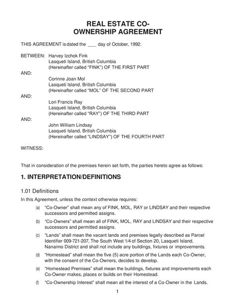 Free Printable Real Estate Partnership Agreement Templates Pdf Checklist