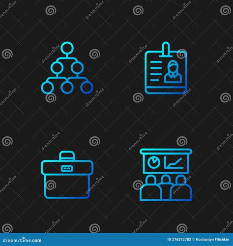Set Line Training Presentation Briefcase Hierarchy Organogram Chart
