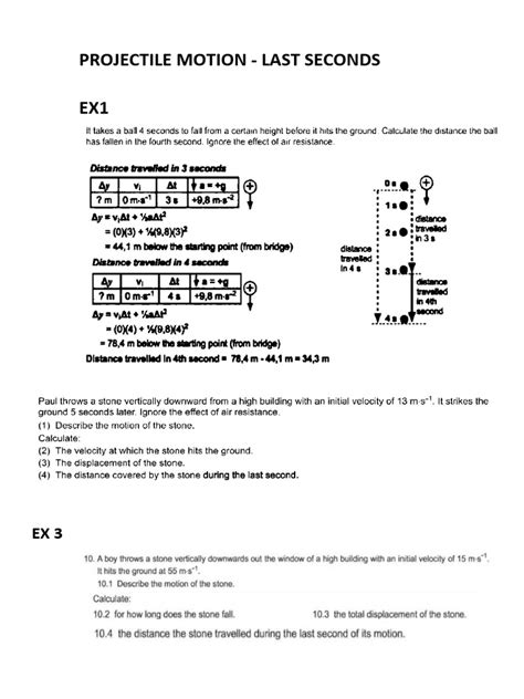 Projectile Motion Distance Travelled In Last Seconds Pdf