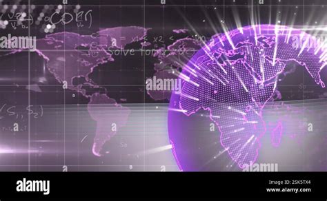 Animation Of Data Processing World Map Over Globe With Connections Stock Video Footage Alamy