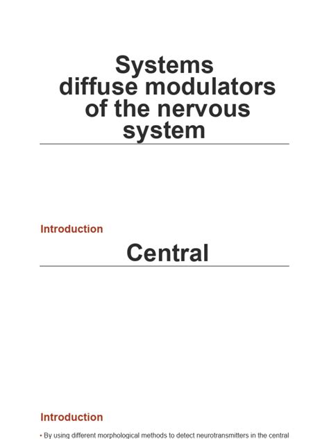 Diffuse Modulatory Systems Of The Central Nervous System Pdf Serotonin Dopamine