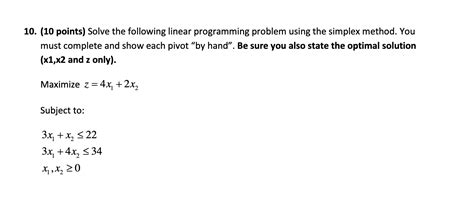 Solved 10 10 Points Solve The Following Linear