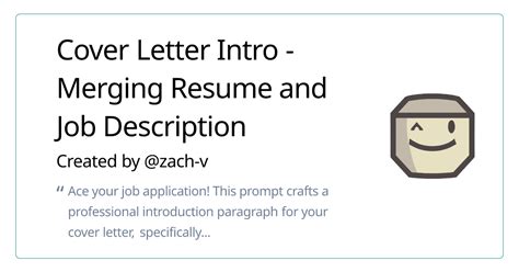 Cover Letter Intro Merging Resume And Job Description