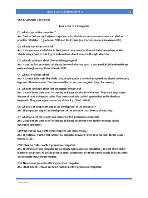 Class 5 Ict Notes Pdf Computer Data Storage Random Access Memory