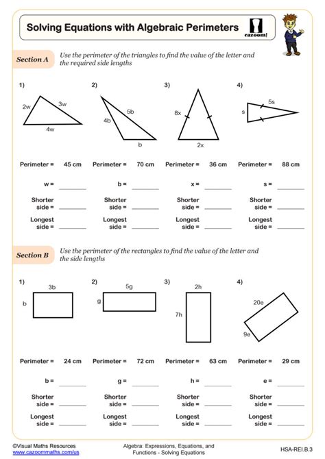 Solving Linear Equations With 2d Shapes Worksheet Fun And Engaging