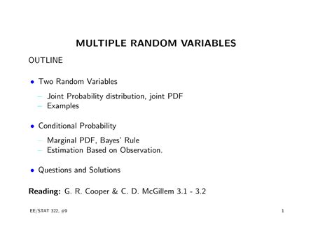 Notes On Multiple Random Variables Stat 322 Docsity