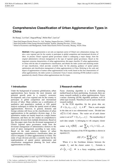 Pdf Comprehensive Classification Of Urban Agglomeration Types In China