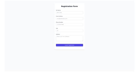Registration Form Free Html Tailwind Component