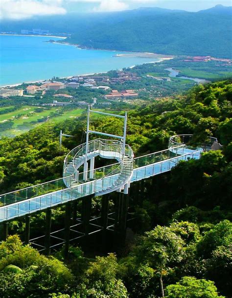 三亚亚龙湾热带天堂森林公园全海景玻璃栈道观景台 亚龙湾热带天堂森林公园 观景台 海景 新浪新闻