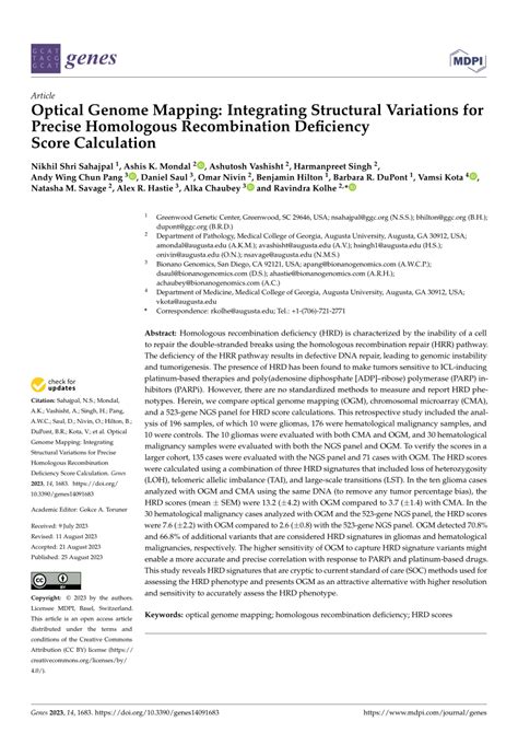 Pdf Optical Genome Mapping Integrating Structural Variations For
