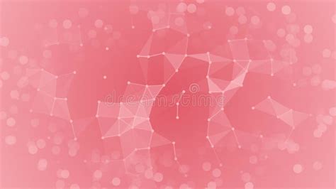 Red Color Modern Plexus Dots And Lines Abstract Design With Bokeh Particles Futuristic