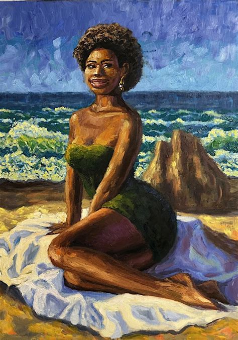 Beautiful Woman On The Beach Sexy Female Portrait Colorful Sea