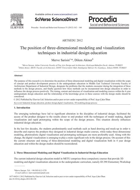 Pdf The Position Of Three Dimensional Modeling And Visualization
