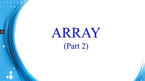 Array Part 2 Youtube