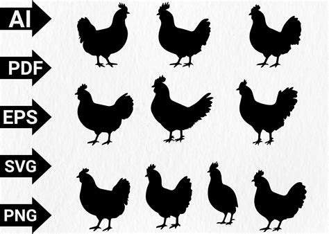Chicken Silhouette Svg Clipart Graphic By Merch Creative · Creative Fabrica