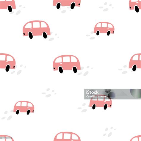 직물 포장 아기 직물 벽지 의류 어린이 디자인에 대한 귀여운 스칸디나비아 버스와 원활한 벡터 패턴 벡터 어린이 북유럽 일러스트