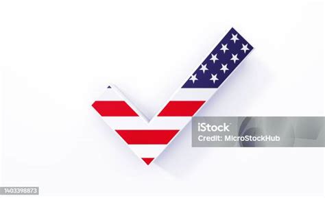 흰색 배경에 미국 국기로 짜여진 압출 체크 마크 2022 미국 중간 선거 개념 투표에 대한 스톡 사진 및 기타 이미지 투표