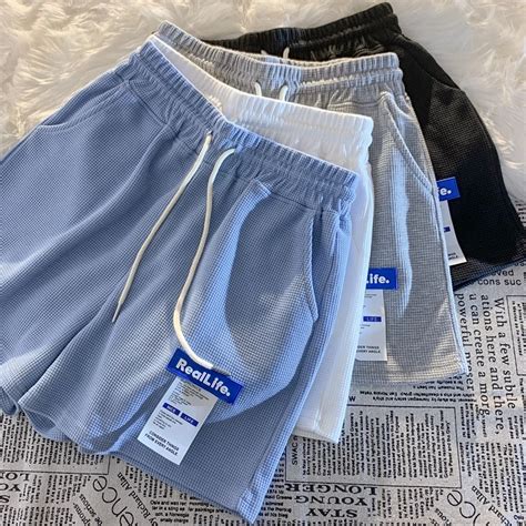 와플 패션 브랜드 디자인 스포츠 캐주얼 반바지 여성용 새로운 한국 스타일 하이 웨이스트 스트레이트 와이드 레그 팬츠 패션 여름 Aliexpress