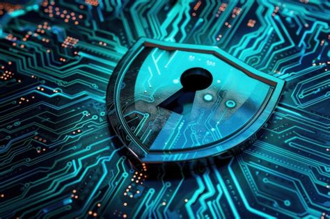 Cybersecurity Shield With Lock Icon Representing Digital Protection And Data Encryption