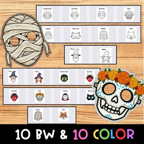Halloween Printable Masks Craft Coloring Masks Classroom Halloween