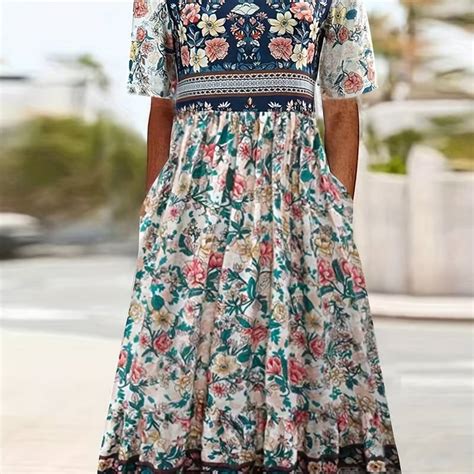 Plus Size Maxi Dress With Pocket Womens Plus Tie Dye Print Short