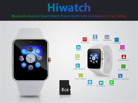 Hiwatch Bluetooth Android Smart Watch Phone Watch With Gb Micro Sd Card White Graphic Google