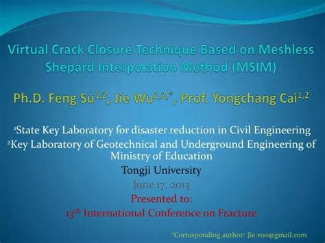 Ppt Virtual Crack Closure Technique Based On Meshless Shepard Interpolation Method Msim