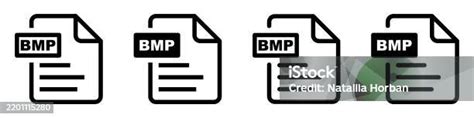 Bmp 파일 형식 아이콘setbmp 파일 다운로드 기호 텍스트 이미지 벡터 이미지 비디오 대화형 양식의 파일 형식입니다  파일 형식에 대한 스톡 벡터 아트 및 기타