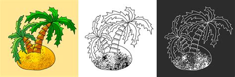 아이콘 집합입니다 야자수가 있는 섬 손으로 그리기 스타일의 해양 테마 아이콘 의류용 아이콘 배지 스티커 인쇄 관광에 대한 스톡 벡터 아트 및 기타 이미지 Istock