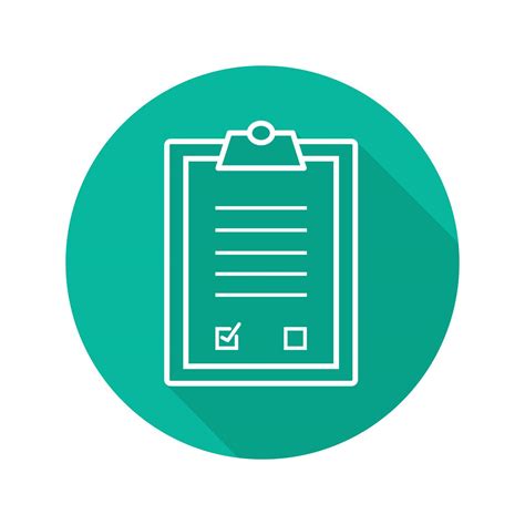 Tests Clipboard Checklist Flat Linear Long Shadow Icon Medical Clip Board Vector Line Symbol
