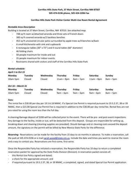 Chsp Multi Use Room Rental Agreement Santa Fe Convention And