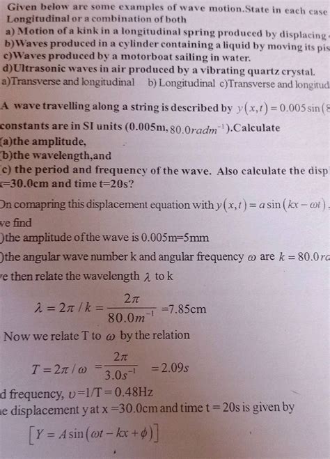 A Wave Travelling Along A String Is Described By Yxt0005sin8 Consta