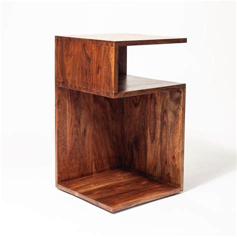 Angular S Shaped Wooden Side Table H 57cm