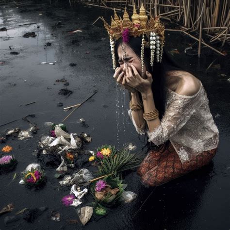 สาวใช้โปรแกรม Ai ทำภาพพระแม่คงคาร้องไห้ สะท้อนปัญหาขยะ ในวันลอยกระทง