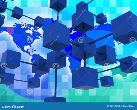Interconnected Network Represents Global Communications And Conn Stock Illustration