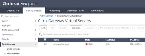Création du Virtual Server Netscaler Gateway Netscaler Master