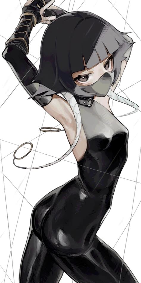 Saaal653 Sui Feng Bleach 1girl Armpits Arms Up Black Hair Bodysuit Bound Breasts