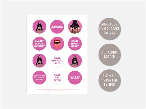 PRINTABLE Megan Thee Stallion Cupcake Toppers Party Supplies Etsy