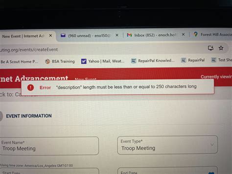 Calendar Event Description Not Allowing Enough Characters New Calendar Bugs Scouting Forums