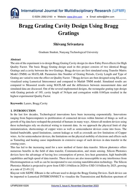 Pdf Bragg Grating Cavity Design Using Bragg Gratings