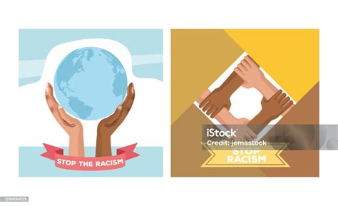 인종 간 손 리프팅 세계 행성 중지 인종 차별 캠페인 공동체에 대한 스톡 벡터 아트 및 기타 이미지 공동체 기민 다민족 그룹 Istock