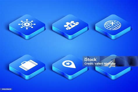 종이 비행기 프로젝트 관리 별이 있는 위치 여행용 가방 팀 기지 및 지구본 비행 아이콘을 설정합니다 벡터 3차원 형태에 대한