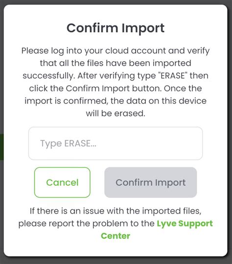 cloud import service user manual and reference guide confirm import